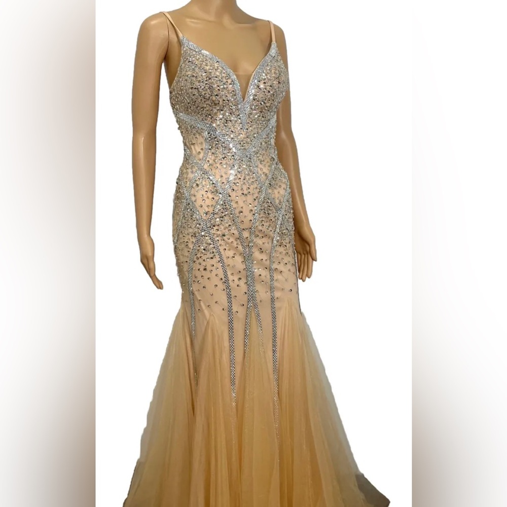 Mermaid Beaded Rhinestone Prom Dress Celebrity Gown - Gem